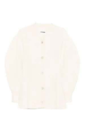 JIL SANDER Ribbed-knit Cardigan - White