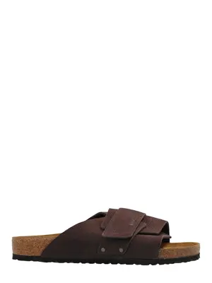 BIRKENSTOCK Kyoto Nubuck Leather Sandals - Brown
