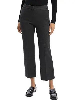 Theory Cropped Kick Flare Trousers - Charcoal Melange