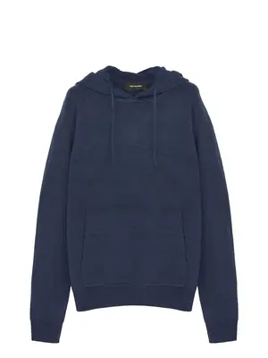YVES SALOMON Knit Hoodie - Blue