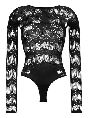 Saint Laurent Ladder-knit Jersey Bodysuit - Black