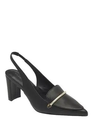 KOKO + PALENKI Parisa Slingback Loafer Pumps - Black Leather