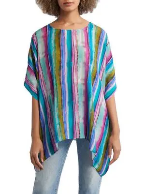APNY Print Dolman Sleeve Top - Turquoise Multi