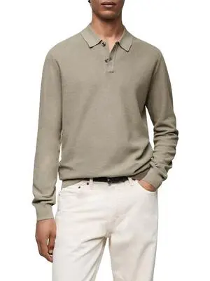 Mango Structured Long Sleeve Polo Top - Pastel Green