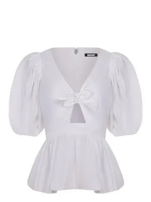 Remain Birger Christensen Cotton Top With Bow Detail - White