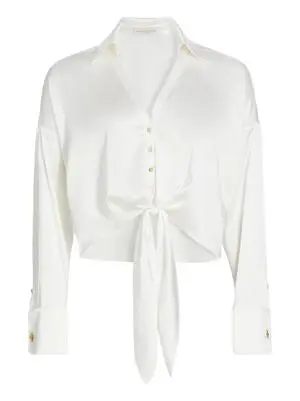 Ramy Brook Farrah Silk Tie-front Shirt - Ivory