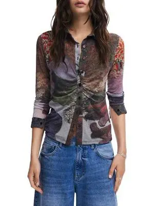 Desigual Maryland Ruched Button-up Shirt - Mix