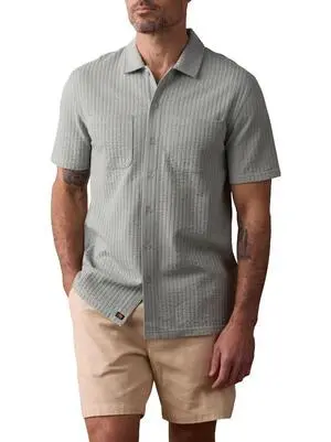THE NORMAL BRAND Getaway Short Sleeve Knit Button-up Shirt - Juniper