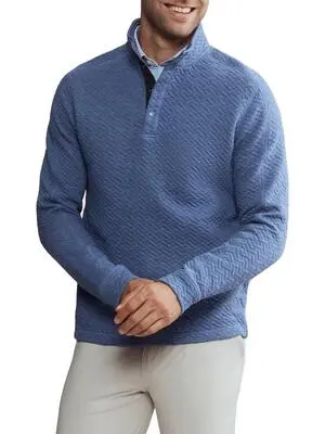 RHONE Quilted Relaxed Pullover Ocean Blue Heather