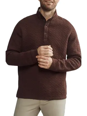 RHONE Quilted Relaxed Pullover Ristretto Brown Heather