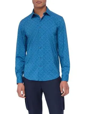 Bugatchi James Ooohcotton® Abstract Print Button-up Shirt - Night Blue