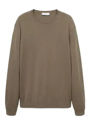 Mango Crewneck Cotton Sweater - Medium Brown