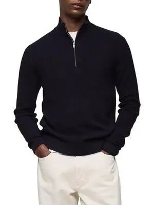 Mango MANGO Perkins Half-Zip Sweater Dark Navy