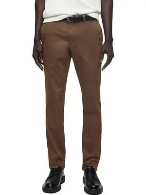 Mango Serge Slim Fit Chino Pants - Brown