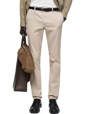 Mango Serge Slim Fit Chino Pants - Sand