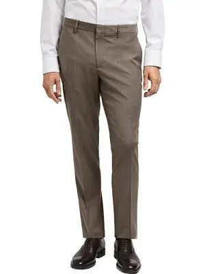 Mango Herringbone Slim Fit Trousers - Beige