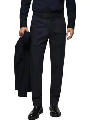 Mango Regular Fit Cotton-Blend Dress Pants Dark Navy