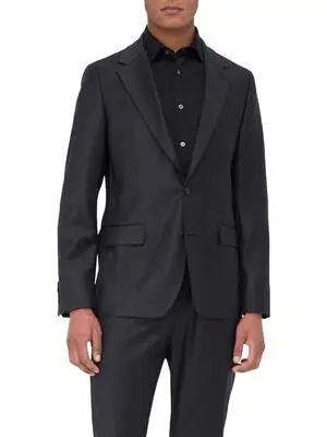 Bugatchi Solid Stretch Wool Travel Blazer - Black