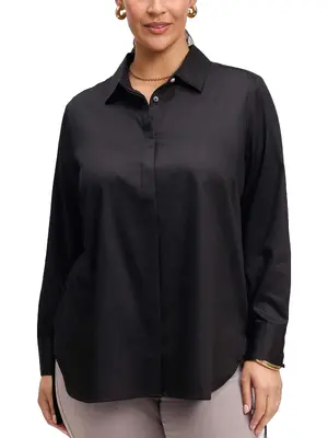 Foxcroft Foxcroft Pearly Bead Button-Up Shirt Black