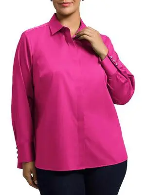 Foxcroft Foxcroft Pearly Bead Button-Up Shirt Pink Tourmaline
