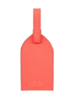 Smythson Smythson Panama Leather Luggage Tag Pink