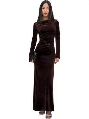 REFORMATION Donya Velvet Dress Brown