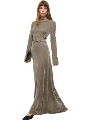 REFORMATION Donya Velvet Dress Taupe