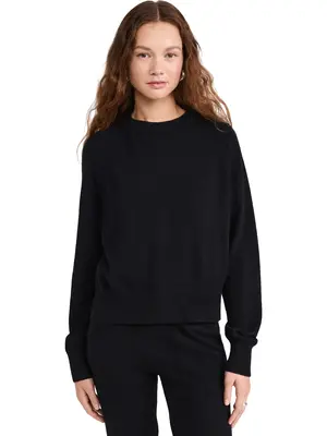 WHITE & WARREN Cashmere Crewneck Sweatshirt - Black
