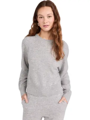 WHITE & WARREN Cashmere Crewneck Sweatshirt - Grey Heather