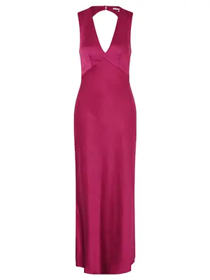 OMNES Nova Tie-back Satin Maxi Dress - Magenta