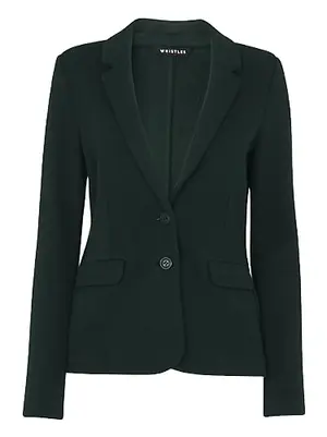 Whistles Slim-fit Single-breasted Cotton-jersey Blazer - Dark Green
