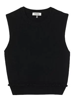 Sandro Ruffled-trim Sleeveless Jumper - Black