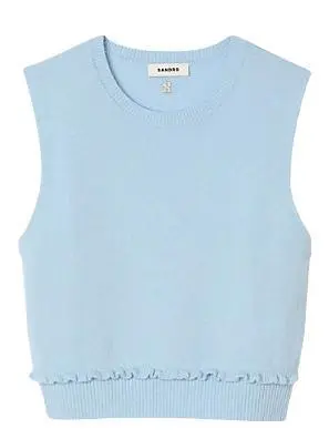Sandro Ruffled-trim Sleeveless Jumper - Sky Blue