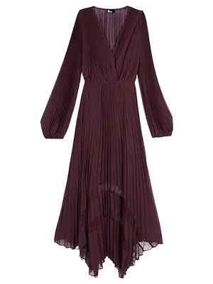 The Kooples Asymmetric-hem Pleated Maxi Dress - Burgundy