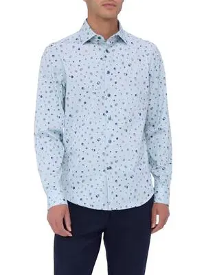 Bugatchi James Ooohcotton® Dot Print Button-up Shirt - Sage