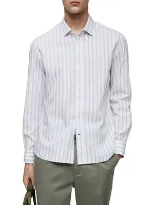 Mango Regular Fit Stripe Button-up Shirt - Sky Blue