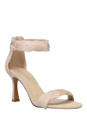 Pelle Moda Breece Feathered Ankle Strap Sandal - Beige