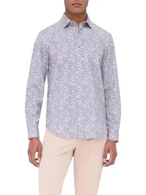 Bugatchi James Ooohcotton® Abstract Print Button-up Shirt - Zinc