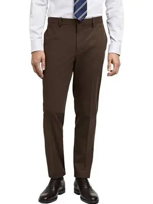 Mango Prince Of Wales Check Super Slim Fit Stretch Trousers - Tobacco Brown