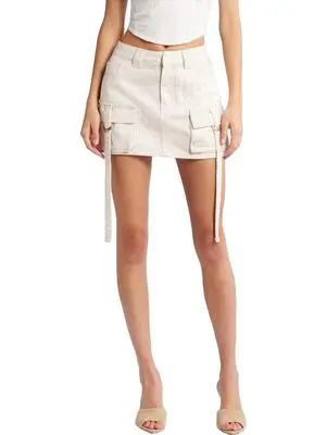 MISTRESS ROCKS Denim Cargo Mini Skirt - White