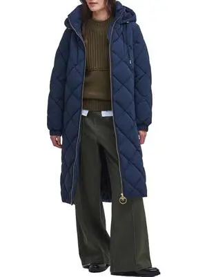 Barbour Kirkton Longline Puffer Coat Navy/classic