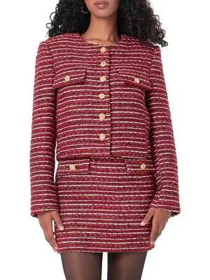 Endless Rose Stripe Tweed Jacket - Cranberry