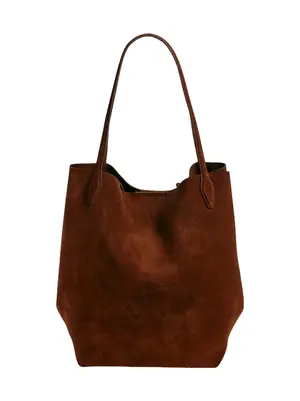 Madewell Madewell Oversized Suede Shopper Soft Mahogany