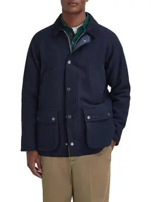 Barbour Bedale Wool Jacket - Navy/green