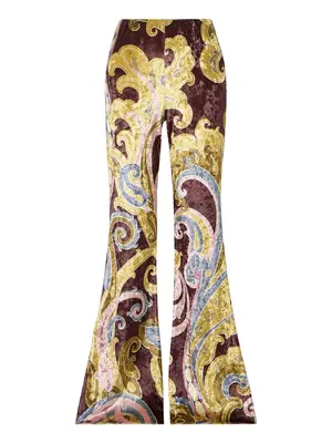 Etro Printed Stretch-chenille Flared Pants - Multi