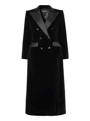 Dolce & Gabbana Double-breasted Velvet Coat - Black
