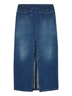Chloé Organic Denim Midi Skirt - Blue