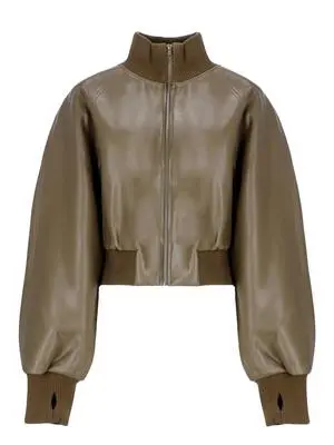 Norma Kamali Norma Kamali Faux Leather Jacket Brown