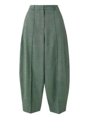 Stella McCartney Pleated Stretch-wool Tapered Pants - Grey Green