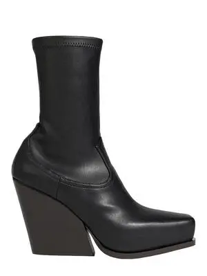 Stella McCartney Leather Cowboy Ankle Boots - Black